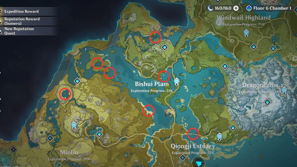 Genshin Impact : Tous les lieux de pêche - Tseret