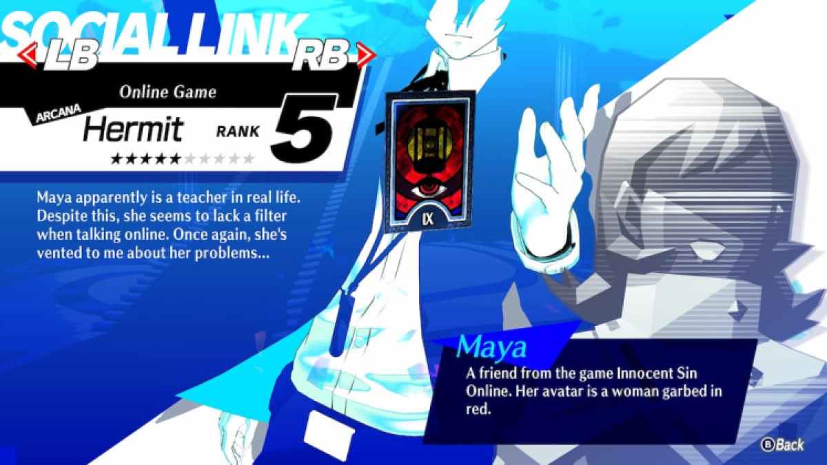 Persona 3 : Reload - Réponses Maya et guide Hermit Social Link - Tseret